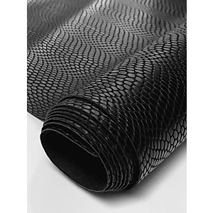 Fabric Empire Vinyl Upholstery Fabric Embossed Texture Snake Fake Leather Material for Bags Purses Shoes Apparel 54" Wide/Sold by The Yard (Mamba, Black)