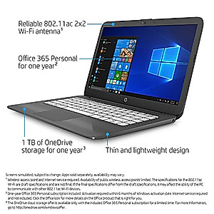 HP Stream 14-inch Laptop, Intel Celeron N4000 Processor, 4 GB RAM, 32 GB eMMC, Windows 10 S with Office 365 Personal for One Year (14-cb130nr, Gray)
