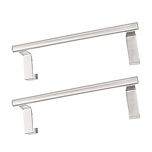 Coufce 23cm / 9 Inch Stainless Steel Kitchen Cabinet Towel Holder, Over Door Towel Rack Bar Holder, Towel Rack with Hooks for Bathroom, Over Cabinet Cupboard Doors(2Pcs)