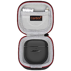 Canboc Hard Case for New Bose QuietComfort Earbuds II Noise Cancelling in-Ear Wireless Bluetooth Headphones, Mesh Bag fits USB-C Charging Cable, Ear Tips, Black