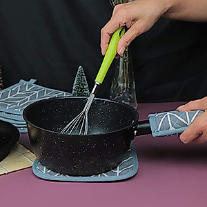 Win Change Heat Resistant Potholders Hot Pads-6 Kitchen Pot Holders Set with 2 Pan Hot Handle Holders Trivet for Cooking and Baking,with Recycled Infill Terrycloth Lining(Grey,8 Piece)