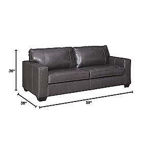 Signature Design by Ashley Morelos Contemporary Leather Queen Sofa Sleeper, Gray