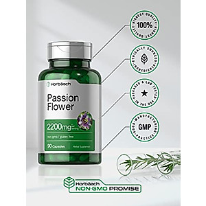 Passion Flower Capsules | 2200mg | 90 Count | Non-GMO & Gluten Free Extract Supplement | by Horbaach