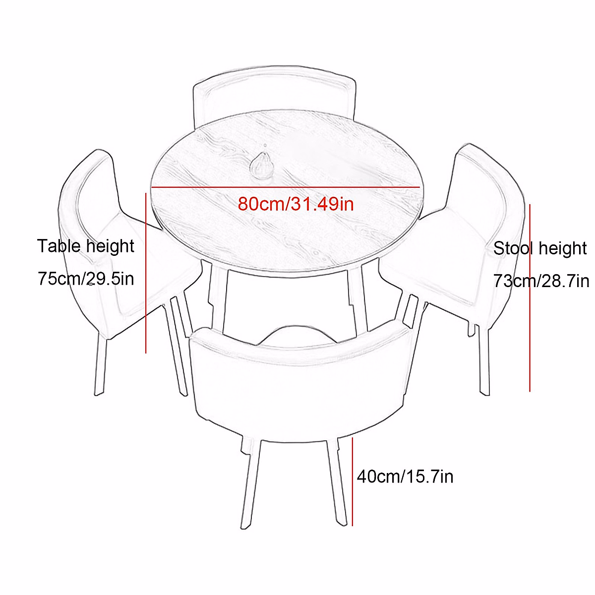 ISOFORMA Office Table and Chair Set, Kitchen Breakfast Table and Chair Set, Negotiation Table Round Conference Table, Suitable for Lounge, Living Room, 80cm
