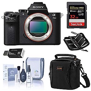 Sony Alpha a7II Mirrorless Digital Camera, 24.3MP, Bundle with Camera Holster Case, 32GB Class 10 SDHC Card, Cleaning Kit, SD Card Reader, Card Wallet