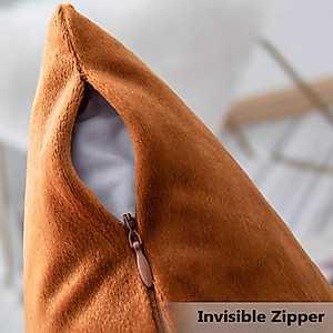 Home Brilliant Velvet Lumbar Pillow Cover for Car Chair Oblong Orange Pillow Cover for Office Lounge Nursery, Set of 2, 12 x 20 Inches(30x50cm), Copper