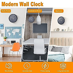 Inbagi 4 Pieces 10 Inch Quartz Silent Wall Clock Non Ticking Wall Clock, Battery Operated, Easy to Read, Round Modern Simple for Office Classroom School Home Living Room Bedroom Kitchen Decor, Gray