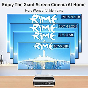 Smart Projector with Bluetooth WiFi, 8000 Lumen Home Theater Projector with 200" Display Video Gaming, Outdoor Movie Android Projector Zoom Wireless Mirroring for Phone HDMI DVD TV Stick Laptop PC USB