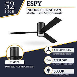 Prominence Home 51464-01 Espy Ceiling Fan, 52, Matte Black