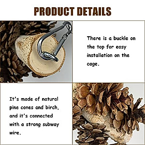 kathson Bird Chewing Toys Natural Pine Cones Hanging Foraging Toys Parrot Tearing Toys for Parakeet Cockatiel Conure African Grey Parrot Lovebirds Budgies Cockatoos