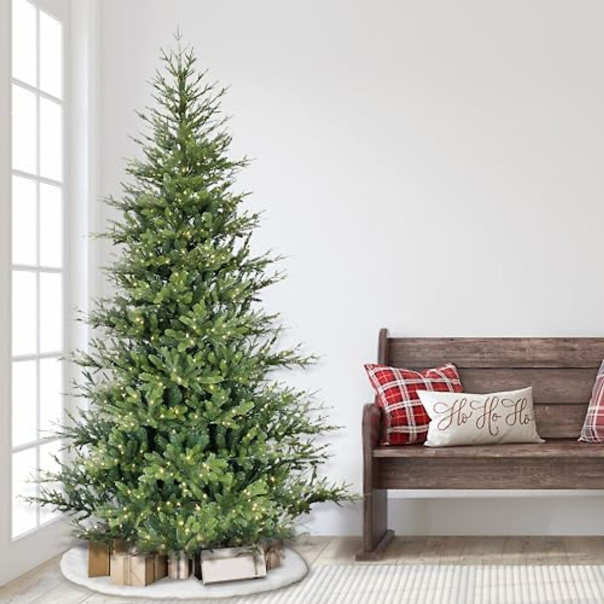 Puleo International 7.5 Foot ft Pre Alberta Spruce Artificial Christmas Tree with Sure-Lit Pole