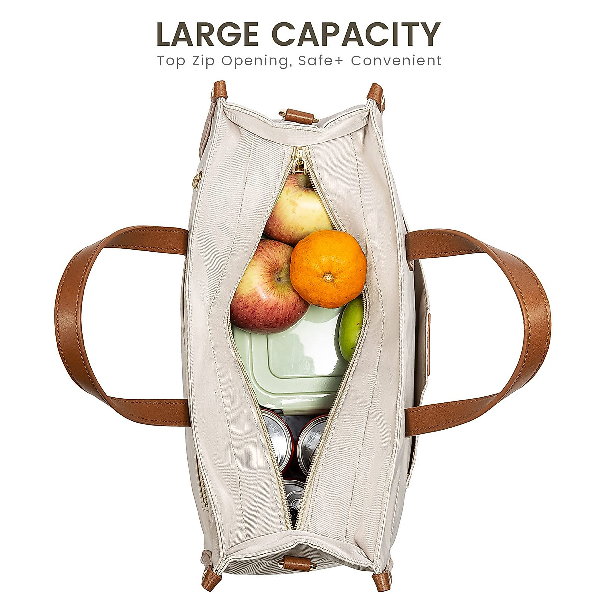 LOVEVOOK Lunch Bag Women Fashion,Lightweight Large Capacity Insulated Lunch Box for Office Work Picnic,Nude-Apricot,M