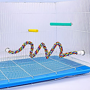 Mogoko Flexible Rope Bungee Bird Perch with 2Pcs Rough Sticks Bird Toy Birdcage Stands for Parrots Parakeets Cockatiels Conures Macaws Love Birds