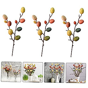 Garneck 5 Egg Decoration Easter Egg Tree Branches Flower Pick Easter Egg Flower Picks Cake Decor Easter Wreath Decoration DIY Easter DIY Crafts Egg Mini Plant pots spot Foam Party Supplies