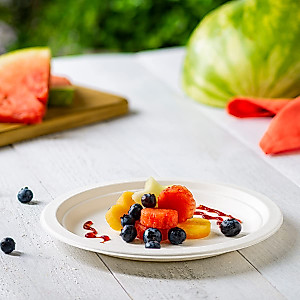 Comfy Package, 100% Compostable Heavy-Duty Paper Plates Eco-Friendly Disposable Sugarcane Plates 125 Pack - 9 Inch