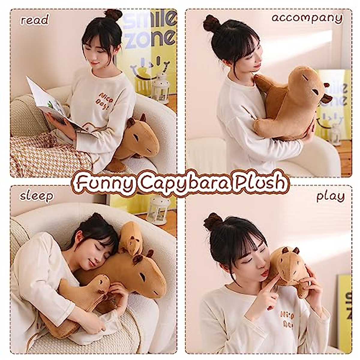 SQEQE Capybara Plush Toy, Cute Capybara Stuffed Animals, Super Soft Capybara Plushie Pillow Unique Brown Plushies Doll Gifts for Girls Boys Kids Decor 8 inch