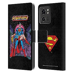 Head Case Designs Officially Licensed Superman DC Comics Crisis On Infinite Earths Famous Comic Book Covers Leather Book Wallet Case Cover Compatible with Motorola Moto Edge 40