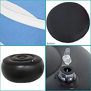 Sunnydaze Indoor and Outdoor Inflatable Ottoman - All-Weather, Water-Resistant Blow Up Footstool - Portable Patio Furniture - Lawn, Garden and Travel Inflatable Pouf - Beach-Bound Stripe