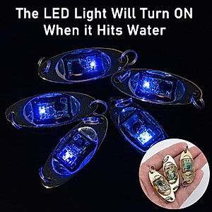 Dr.Fish LED Fishing Lures Kit Deep Drop Fishing Lights LED Fishing Spoons Underwater Flasher Diamond Lights Trolling Lures Halibut Rig Blue