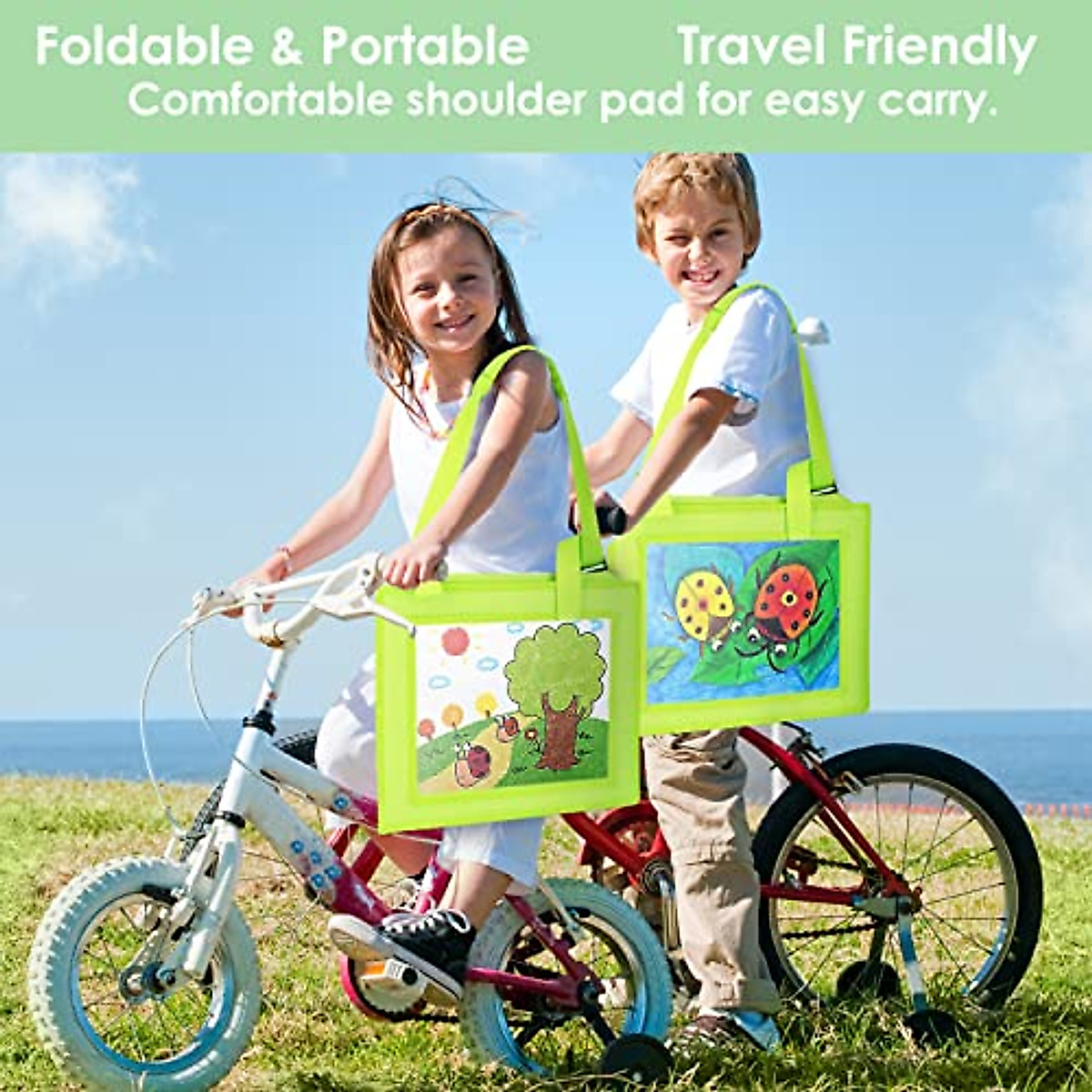 Zooawa Kids Travel Tray, Car Seat Tray for Kids Toddlers Car Seat, Toddler Car Seat Lap Tray, Road Trip Essentials Activity Table, Carseat Table Tray for 36M+ Kids Road Trip Activities, Green