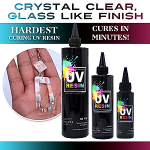 Counter Culture DIY Clear UV Resin, 4 oz, Quick Art Supplies for Coating & Casting, Great for Jewelry, Keychains - Epoxy Glue Cures Hard, No Sticky Residue