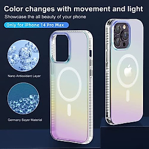 Chrinip [2023 Flagship Magnetic Iridescent Clear Case for iPhone 14 Pro Max [Compatible with MagSafe] [Military Grade Protection] Shockproof Phone Cases for Women Men Slim Thin- Iridescent Design