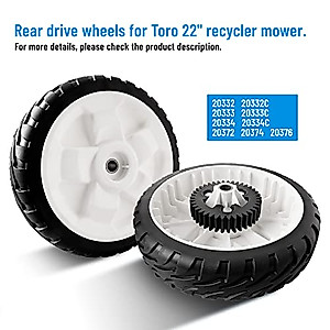 Replacement 115-4695 Wheels Compatible with Toro Lawn Mower - 8" Back Drive Wheel Plastic Gear Assebmly Compatible with Toro 20332 20333 20334 22" Recycler Lawn Mower, 2 Pack