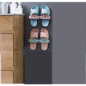 ANMMBER Slippers Rack Shoes 1 Wall Mounted ABS Collapsible Holder Hanger Foldable Towel Storage with Self Adhesive for Bathroom (Color : E)