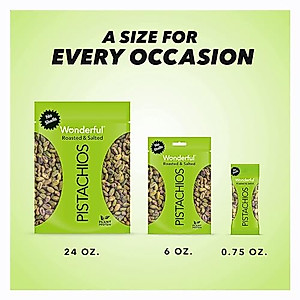Wonderful Pistachios, No Shells, Roasted & Salted Nuts, 24 Ounce Resealable Bag, Good Source of Protein, Gluten Free, On the Go Snack