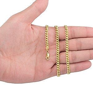 Nuragold 14k Yellow Gold 4.5mm Miami Cuban Link Chain Bracelet, Mens Womens Jewelry 7" 7.5" 8" 8.5" 9"