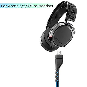 Arctic 7 Audio Cable, Nylon Braided Replacement Cable Extension Cord Compatible with SteelSeries Arctis 3, Arctis 5, Arctis Pro Wireless, Arctis Pro Gaming Headsets with 3.5mm Headphone Splitter