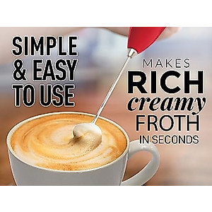 Zulay Powerful Milk Frother Handheld Foam Maker for Lattes - Whisk Drink Mixer for Coffee, Mini Foamer for Cappuccino, Frappe, Matcha, Hot Chocolate by Milk Boss (Cardinal Red)