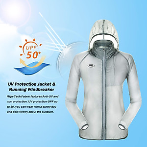 Dooy Sun Protection Jacket Ultra Thin Lightweight Breathable Packable Outdoor Cycling Jacket Hoodie Skin Clothing for Men & Women（Grey，2XL）