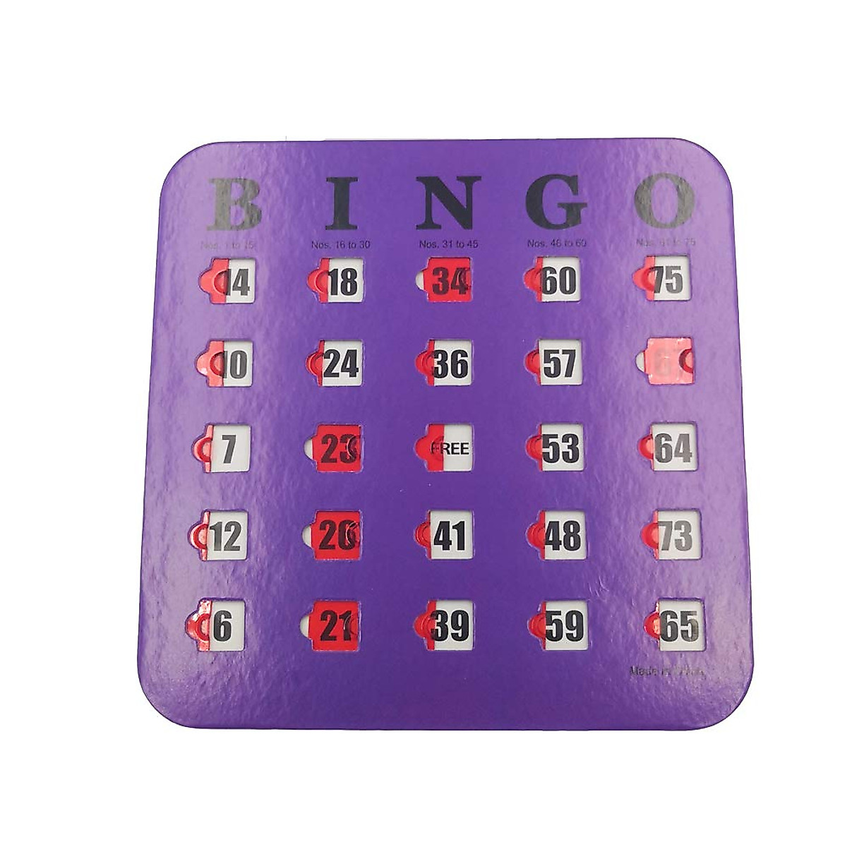 Yuanhe Shutter Slide Bingo Cards - 5 Pack Multi Color Extra Thick Stitched, Easy Read with Finger-Tip Sliding Windows