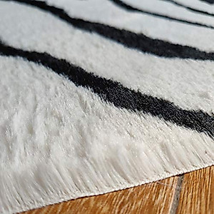 JACCAWS Faux Fur Zebra Hide Rug,4.6 x 5.2 Feet Zebra Skin Area Rug Non-Slip Zebra Rug for Home. (4.6'x5.2', Zebra)