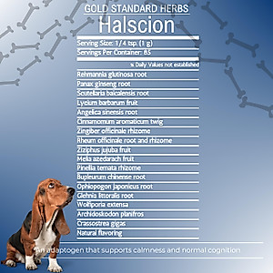 Halscion Cognitive Support and Stress Relief for Dogs by Gold Standard Herbs, All Natural Rehmannia Combination, 85 gram Powder, White