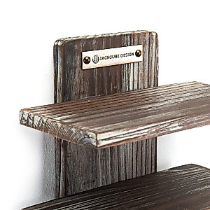 J JACKCUBE DESIGN Rustic Wood Wall Mount Sunglasses Organizer 6 Tiers Rack with 2 Hooks Glasses Storage Box Display Cabinet for Jewelry Watches Key Multiple Case MK551A (Rustic Wood)