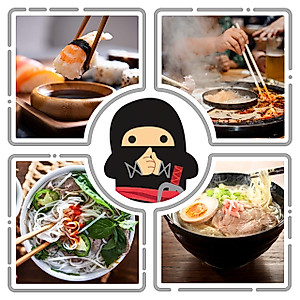 GAMAGO Ninja Bamboo Chopsticks Set-5 Pairs of Adorably Cute Reusable Chop-Sticks-Easy Grip, Lightweight, Durable, 9.25 Inches, Red