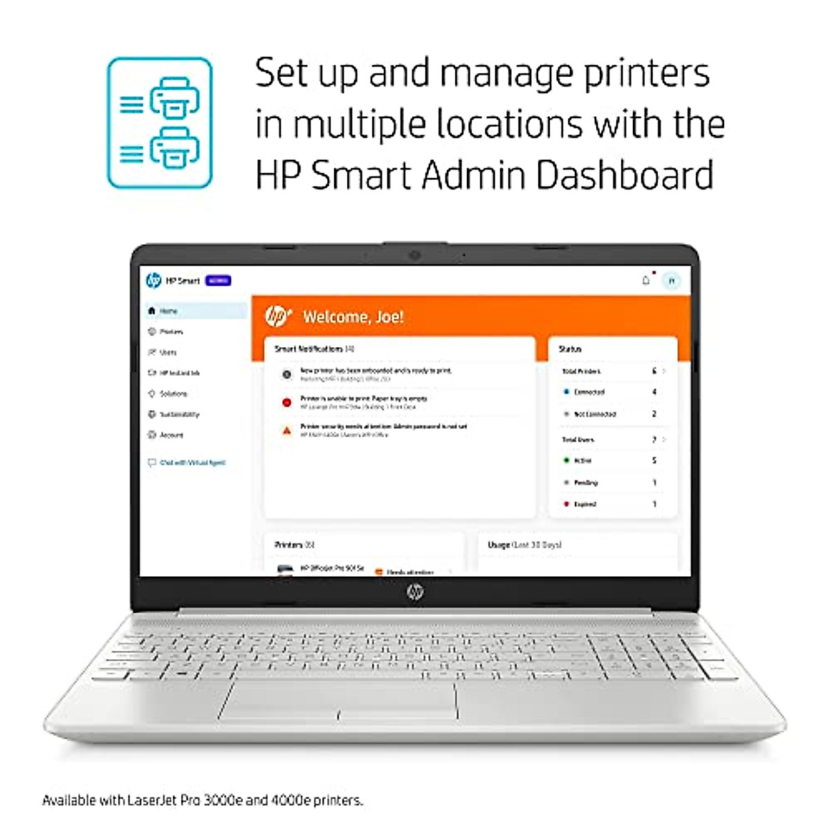 HP Laserjet Pro MFP 4101fdwe Wireless Black & White Printer, Print scan Copy fax, Auto 2-Sided Printing, 42 ppm, 512 MB, Smart Office Features and Fax, Bundle with JAWFOAL Printer Cable