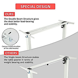 SIHANM Standing Desk Adjustable Height, 55in Rising Desks for Home Office with 2 USB Ports & 3 Power Outlets, and 6.5 ft Power Cord, Sit to Stand Desk with Double Crossbeam Structure, Walnut