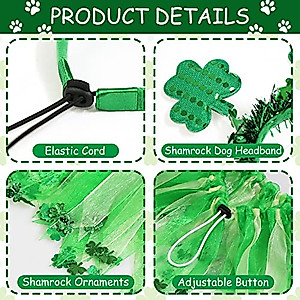 GOYOSWA St. Patrick's Day Outfit, Costume Shamrock Headband , Collar,Clothes for Small Medium Large Dogs