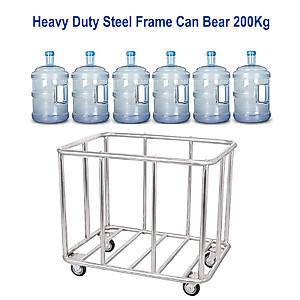 Commercial Laundry Cart with Wheels, 11.35 Bushels Large Laundry Roller with Removable Waterproof Canvas Lined Basket, Heavy Duty Stainless Steel Laundry Basket for Hotels and Hospitals