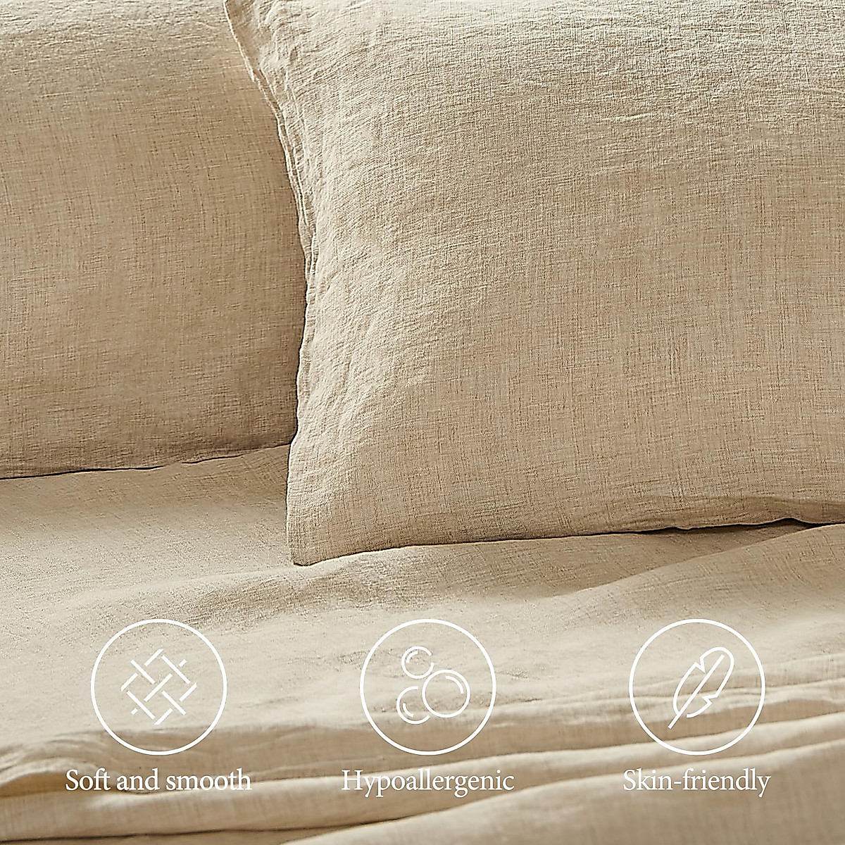 cebihy 100% Linen Duvet Cover Set King 3 Pieces, French Normandy Flax Linen, Cooling, Soft, and Breathable Linen Bedding Set - 1 Duvet Cover 90"x 104", 2 Pillowcases 20"x 40", Natural Linen