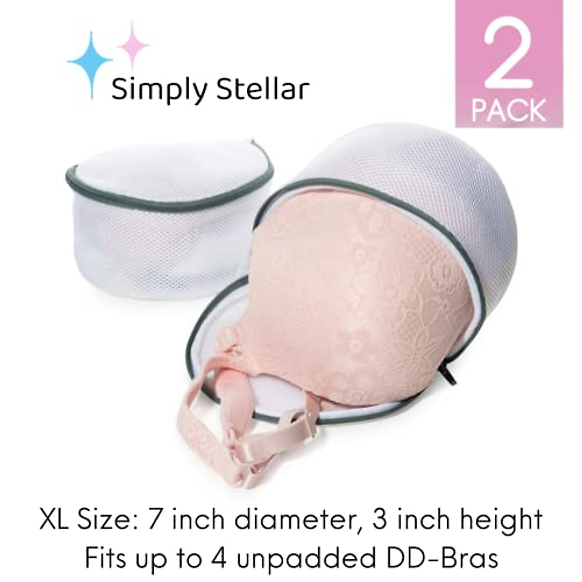 Simply Stellar 2 Pack | Eco-Friendly | Bra Bags for Laundry and Travel | Lingerie Bags for Washing Delicates | Delicates Bag for Washing Machine | Mesh Laundry Bags for Delicates | Recycled Materials
