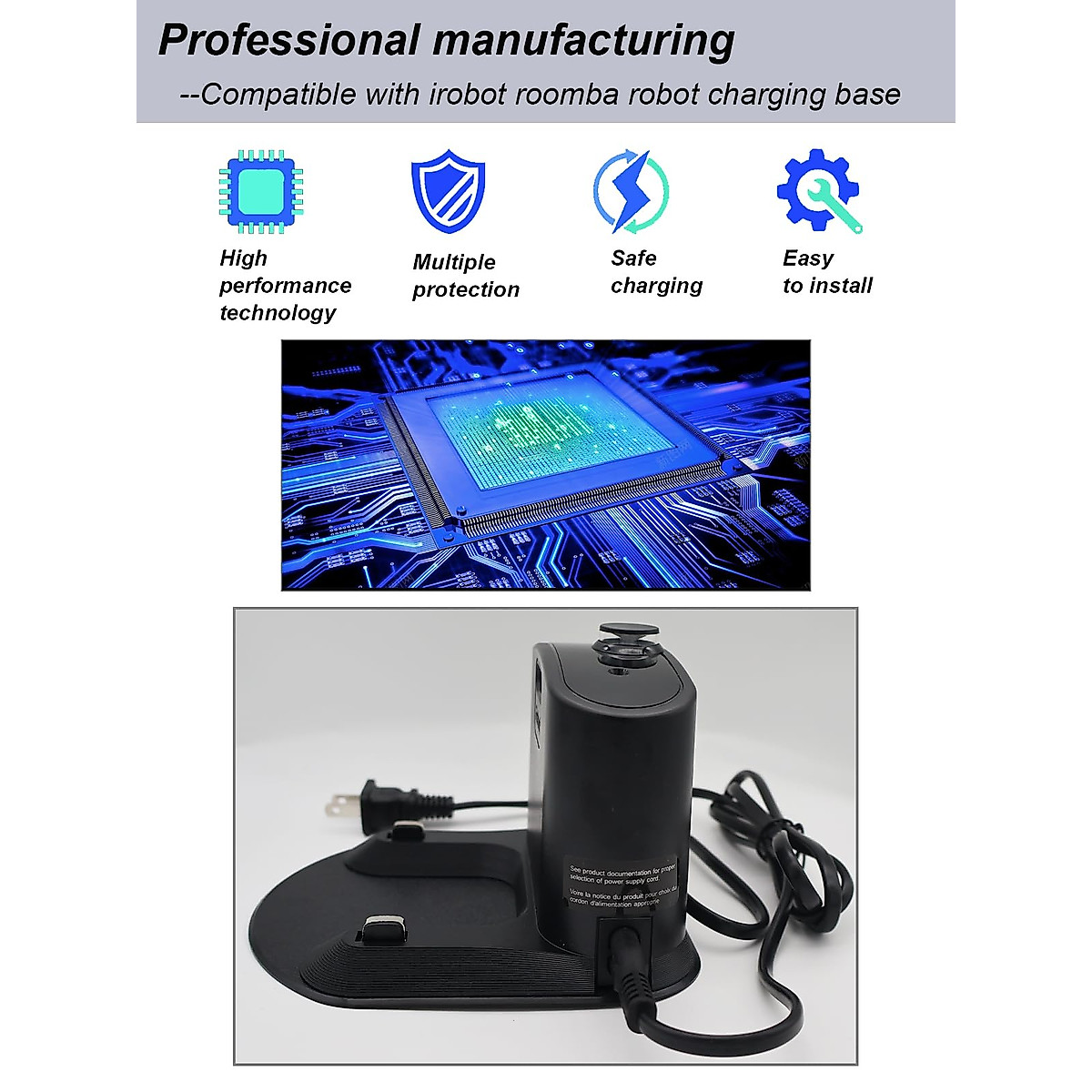 Roomba Charger Dock, Roomba Docking Station, Roomba Charging Base,Compatible with irobot Roomba Charger Base e5 e6 i1 i3 i4 i6 i7 i8 500 600 700 800 900 Series Charger 4452369 17064 17170 ADF-N1