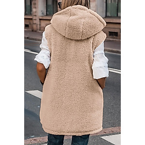 PRETTYGARDEN Womens 2025 Fall Reversible Vests Sleeveless Fleece Jacket Zip Up Hoodie Pockets Long Warm Winter Coat Outerwear (Dark Green,Large)