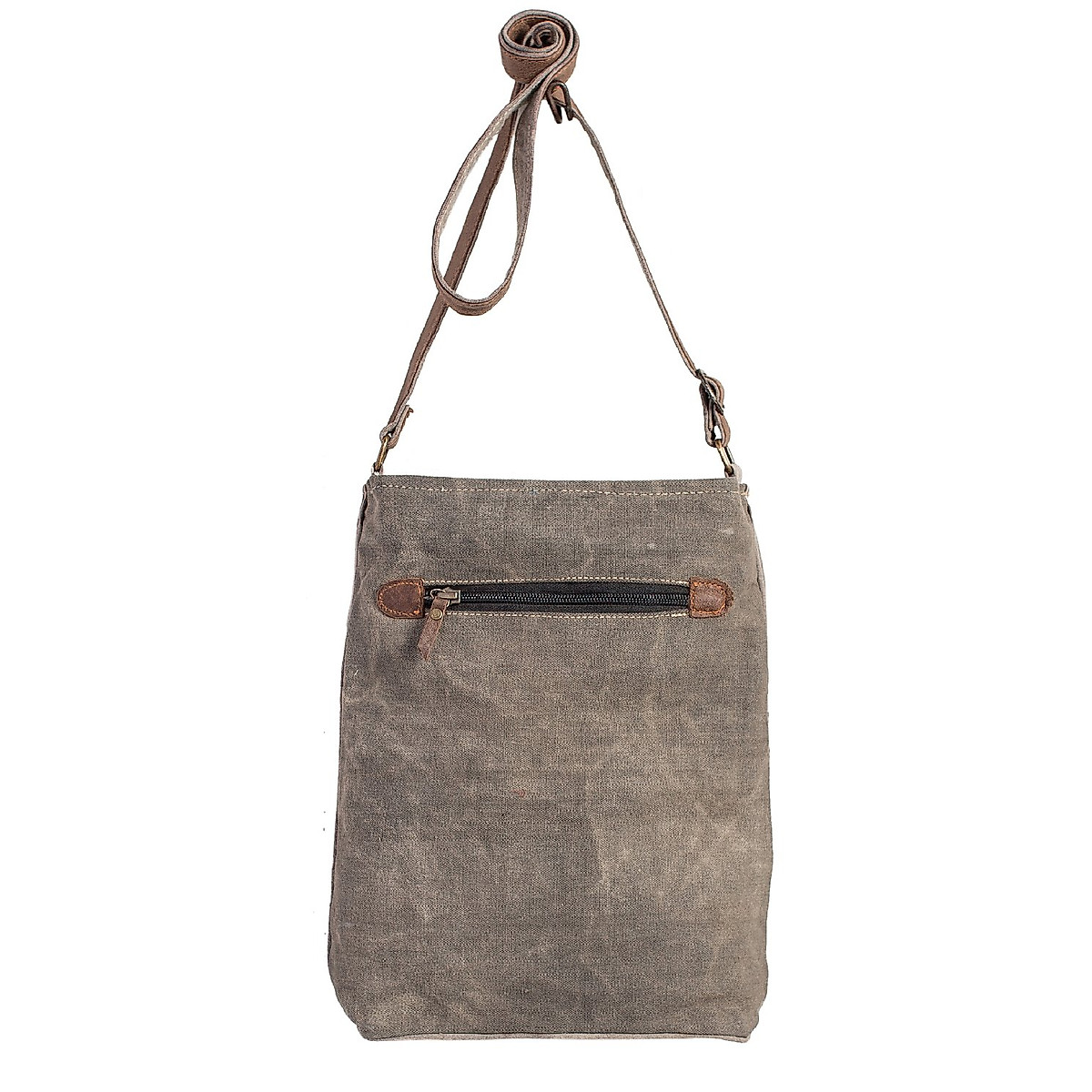 Mona B. Vintage Recycled Upcycled Canvas Identified Collection with Vegan Leather Trim (Identified-Ice Gray) (Charcoal)