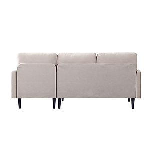 Convertible Modular Sectional Sofa,L-Shaped Reversible Corner Couch with Chaise Lounge and Rubber Wood Legs,Comfy Upholstery 3-Seat w/Toss Pillows for Living Room/Apartment/Office/Compact Space