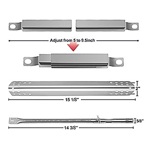 Grill Repair kit for Charbroil Advantage Series 4 Burner 463240015, 463240115, 463343015, 463344015 Gas Grills, Stainless Pipe Burner, Heat Plate Tent Shield, Adjust Carryover Tube Replacement Parts