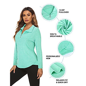 Koscacy V Neck Top Women, Golf Tennis Shirt Breathable Zipper Running Workout Outdoor Tops Yoga Biking Daily Casual Wear Aline Soft Shirts Green XX-Large